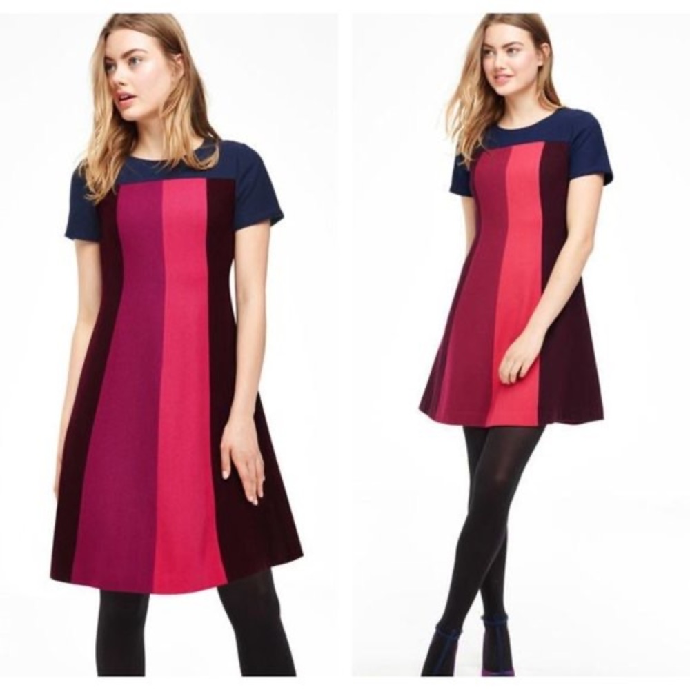 Boden Panel Patsy Colorblock Short Casual Wool Blend … - Gem